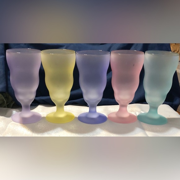 Dining | Set Of 5 Different Colored Frosted Glass Dessert Dishes | Poshmark